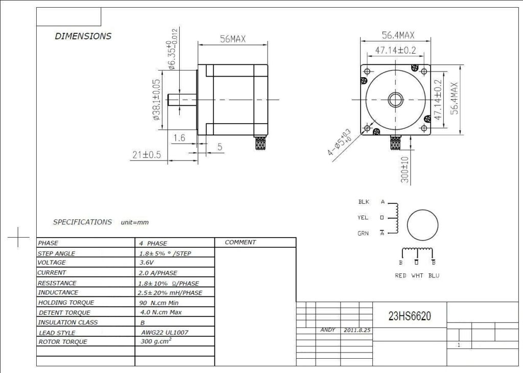 Nema 23 Bipolar Stepper Motor 2.0A 1.2Nm Round Shaft - NKX Motor